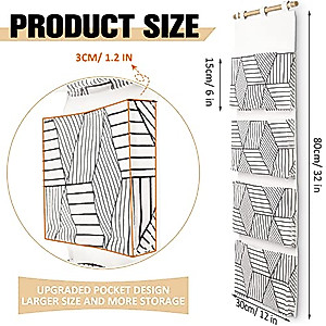 Shappy 4 Pcs Over Door Hanging Organizer Storage Bags Waterproof Canvas Wall Mount Closet with Pockets and Hooks Multi Functional for Bedroom Bathroom Magazine, Black Beige