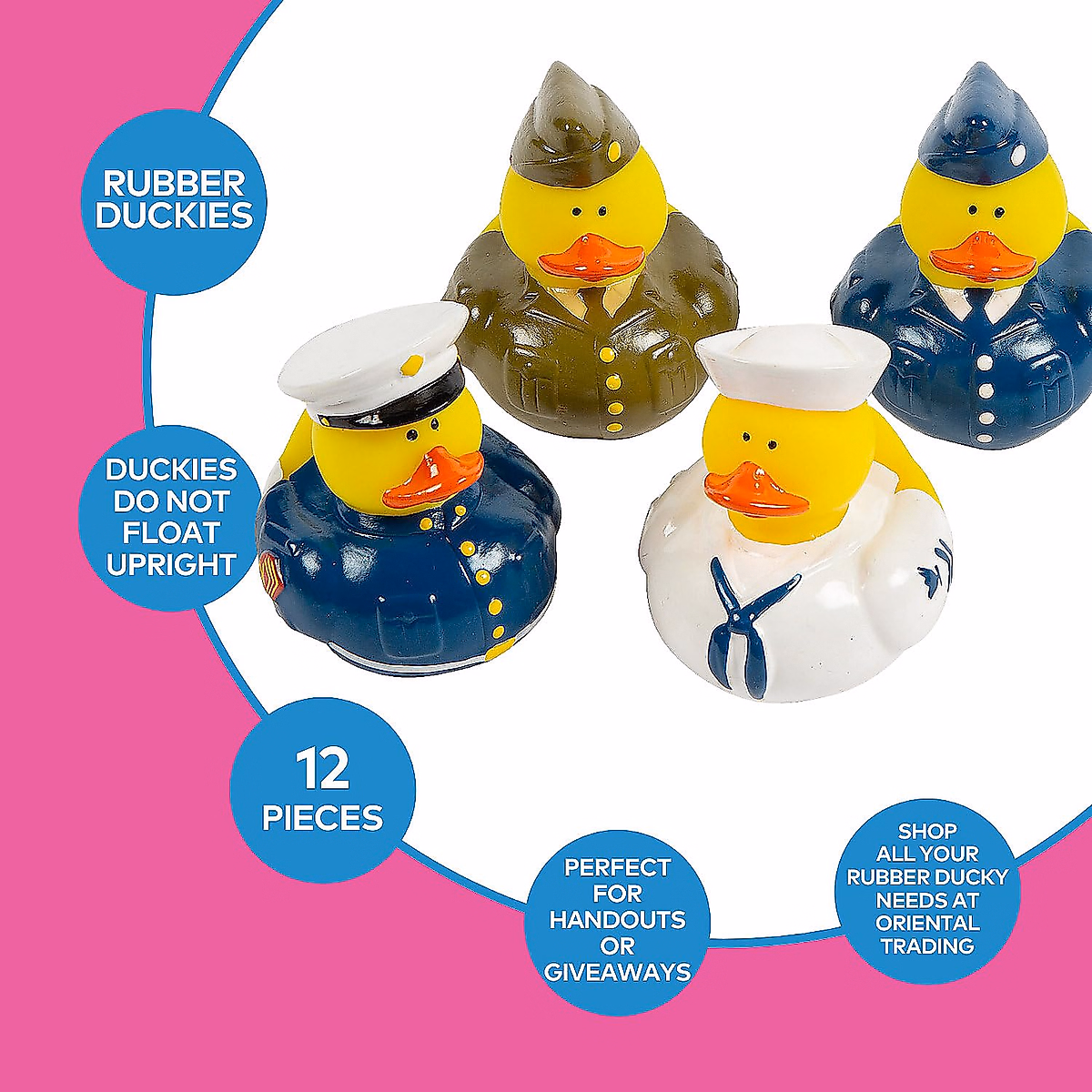 Fun Express Uniform Armed Forces Military Rubber Duckies (Set of 12 Ducks)