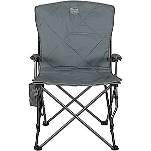 TIMBER RIDGE Folding Hot and Cold Camping Lawn Chair Removable Seat Padded Side Pocket Carry Bag Included, Supports Up to 300 LBS, Grey