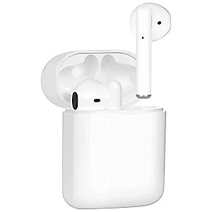 Wireless Earbuds Bluetooth 5.0 Headphones with Immersive Bass Sound, Mini Charging Case, Waterproof Earphones for Sport/Work, Headsets Compatible with iPhone/Android/PC, (White)