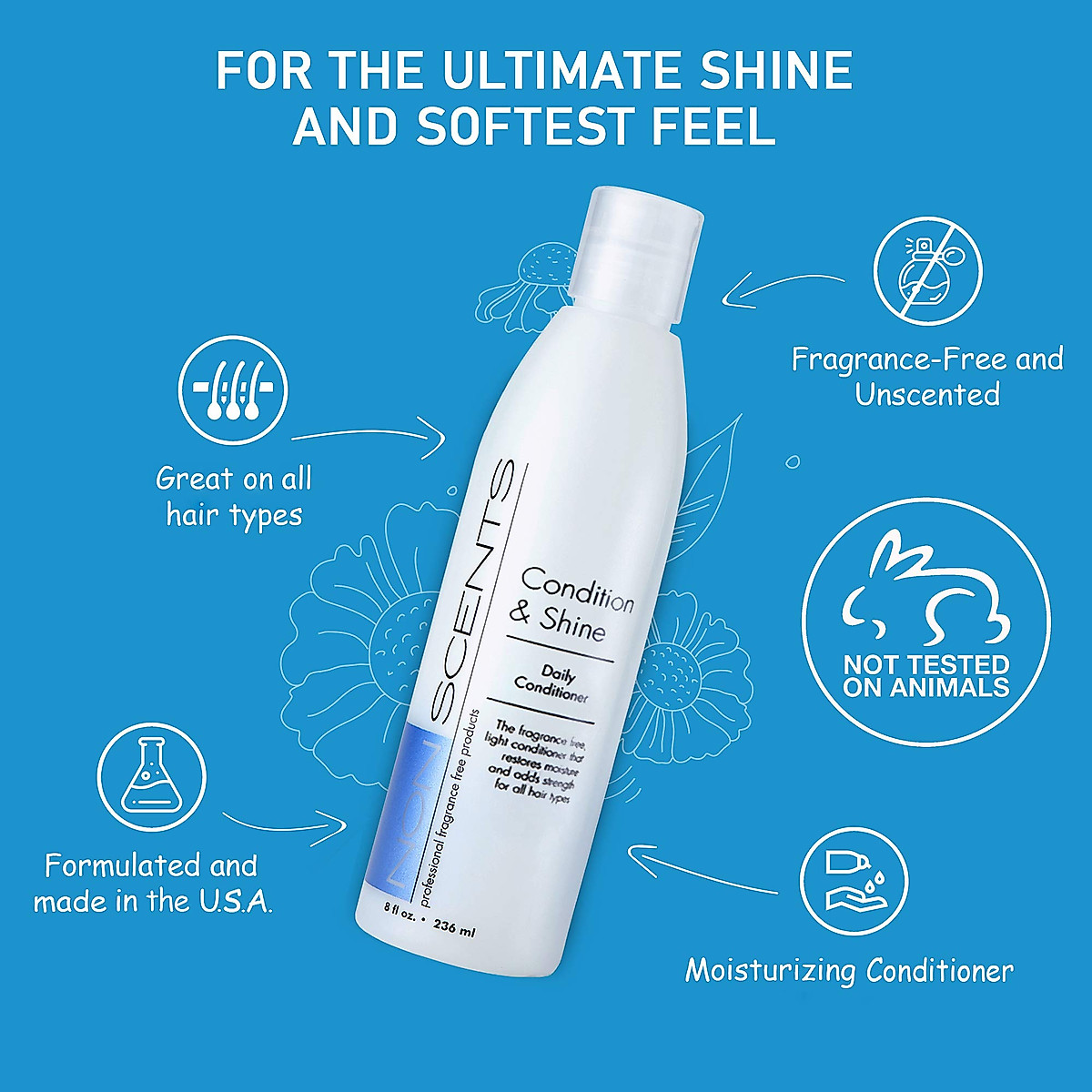 Nonscents Original Formula Natural Conditioner for Dry Hair, Cleansing for Women & Men, Cruelty-Free & Sulfate-Free Unscented, Made in USA