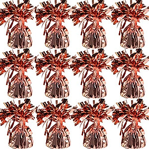 UNIQOOO 12Pcs Metallic Rose Gold Heavy Solid Balloon Weights Pack Holder, Table Centerpiece DIY Décor For Christmas Thanksgiving Birthday Party Favors, Wedding Baby Shower, Large 5 OZ 140 G. 5.5 Inch