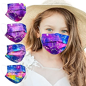Disposable Face Masks, Small Size - Not for Adults, Individually Wrapped Face Masks with Designs, 3 Ply Breathable Printed Colorful Cute Mask with Nose Wire Elastic Ear Loop for Girls School, Outdoor