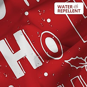 APROPHIC Funny Christmas Shower Curtain for Bathroom Decor Ho Ho Ho Snowflakes Xmas Winter New Year Holiday Red Waterproof Polyester Fabric Shower Curtain Set with 12 Hooks 72x 72 Inches