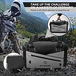 NICECNC 55L Motorcycle Saddle Bags, IPX6 Waterproof Motorcycle Luggage Saddlebags, Motorbike Side Travel Bags, No Sagging Reinforced Bottom Compatible with Harley Honda Suzuki Yamaha BMW Gray 2PCS
