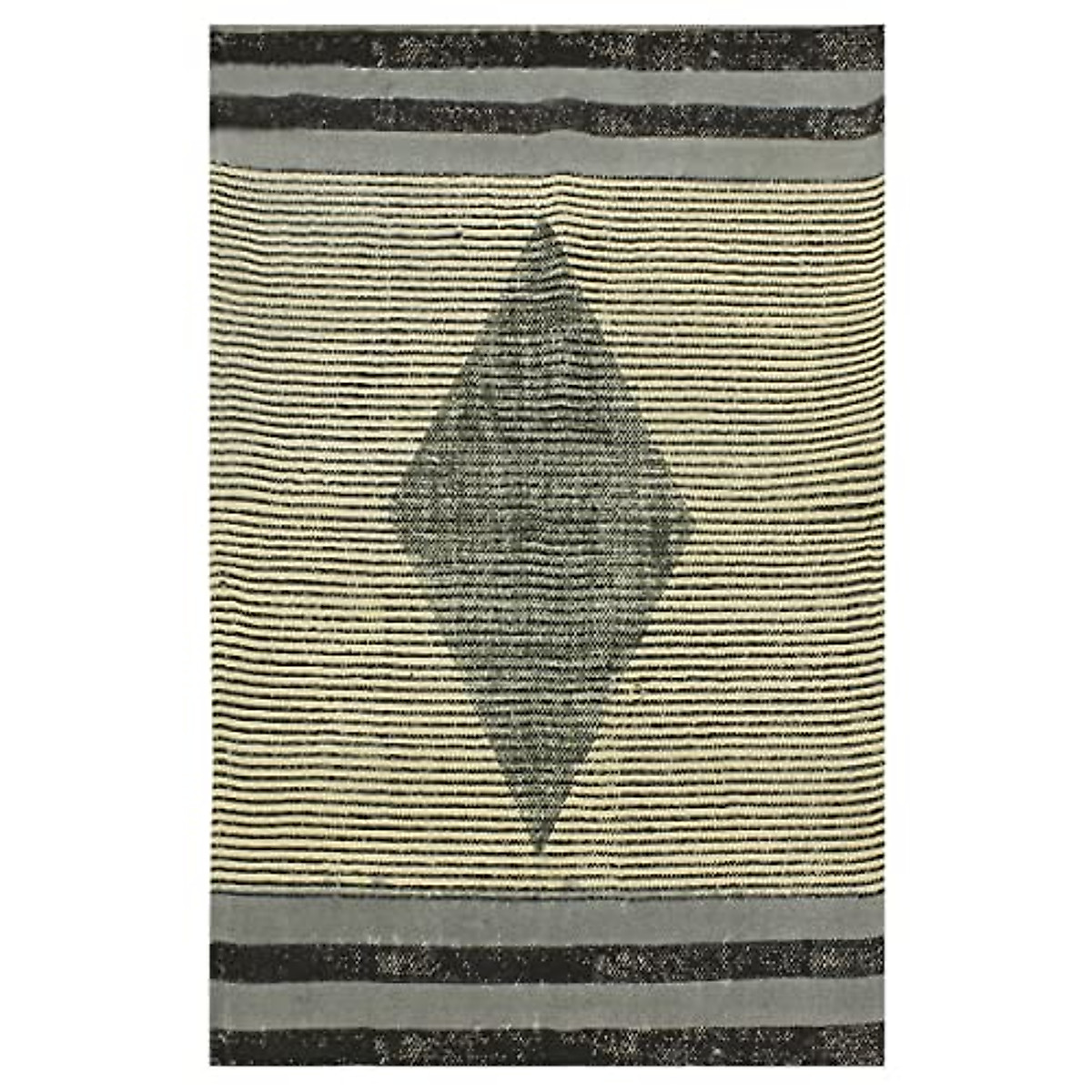 Casavani Hand Block Printed Area Rug Geometric Gray & Black Cotton Dhurrie Best Uses For Bedroom,Dining Room,Living Room,Balcony,Purch 4x6 5x8 6x9 Feet 4x12 Feet Runner