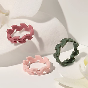 QALO Women's Rubber Silicone Ring, Vine Rubber Wedding Band, Breathable, Durable Engagement Silicone Ring, 5.8mm Wide 1.75mm Thick, Sage, Size 6