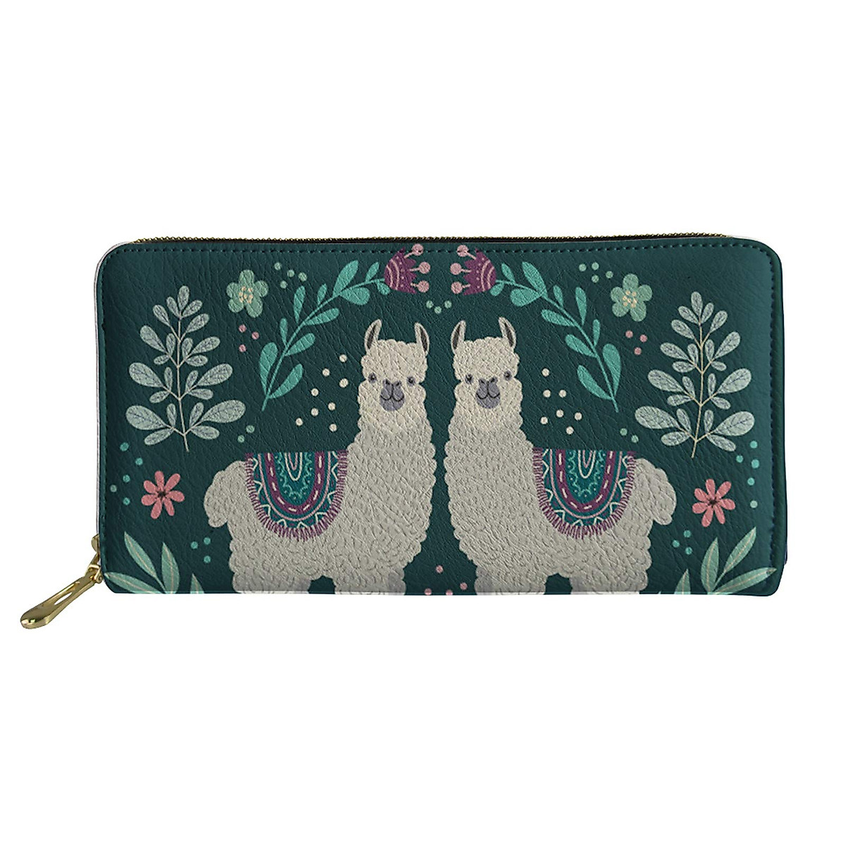Coloranimal Unisex Gift Llama Wallet Kawaii Fimaly Alpaca Business Clutch Purse Travel Coin/Money/Cash Leather Zipper Wallets