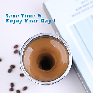 daasigwaa Rechargeable Self Stirring Mug - Magnetic Electric Auto Mixing Stainless Steel Cup for Office/Kitchen/Travel/Home Coffee/Tea/Hot Chocolate/Milk-400 ml/13.5 oz(Black)