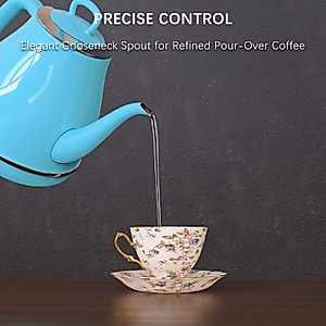 Anfilank Gooseneck Electric Kettle(1.0L), 100% Stainless Steel BPA Free Classic Pour Over Coffee Kettle, Electric Teapot with Auto Shut & Boil Dry Protection,1500 Watt Quick Heating-Turquoise Blue