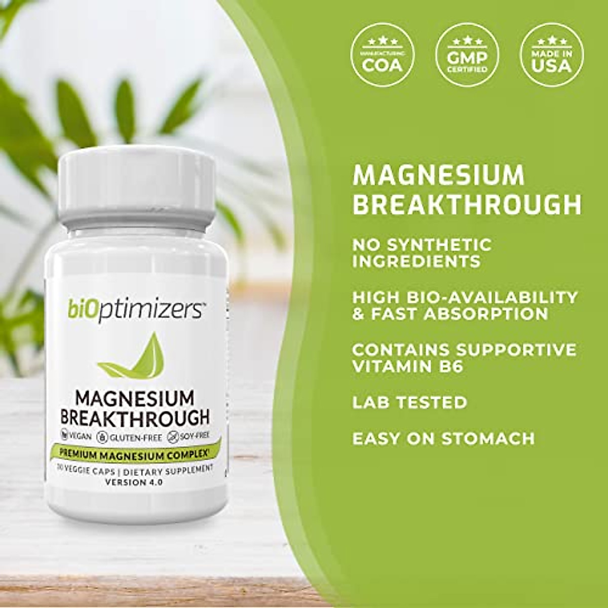 Magnesium Breakthrough Supplement 4.0 - Has 7 Forms of Magnesium: Glycinate, Malate, Citrate, and More - Natural Sleep and Brain Supplement - 30 Capsules