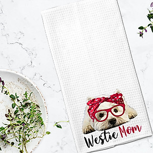 Westie Mom West Highland Terrier Microfiber Kitchen Tea Bar Towel Gift for Animal Dog Lover
