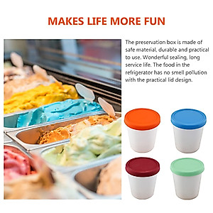 Angoily 4pcs Ice Cream Containers with Silicone Lids Freezer Food Storage Containers Tubs Dessert Container Leakproof Ice Cream Pint Cup For Homemade Ice Cream (3.14X2.63 Inch)