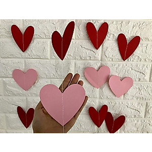 80 Heart Garland Red & Pink- Valentines Day Decoration, Hanging Hearts, Valentines Day Banner, Hanging Valentines Garland, Valentine's Day Decorations, Large Heart Valentines（NO DIY）