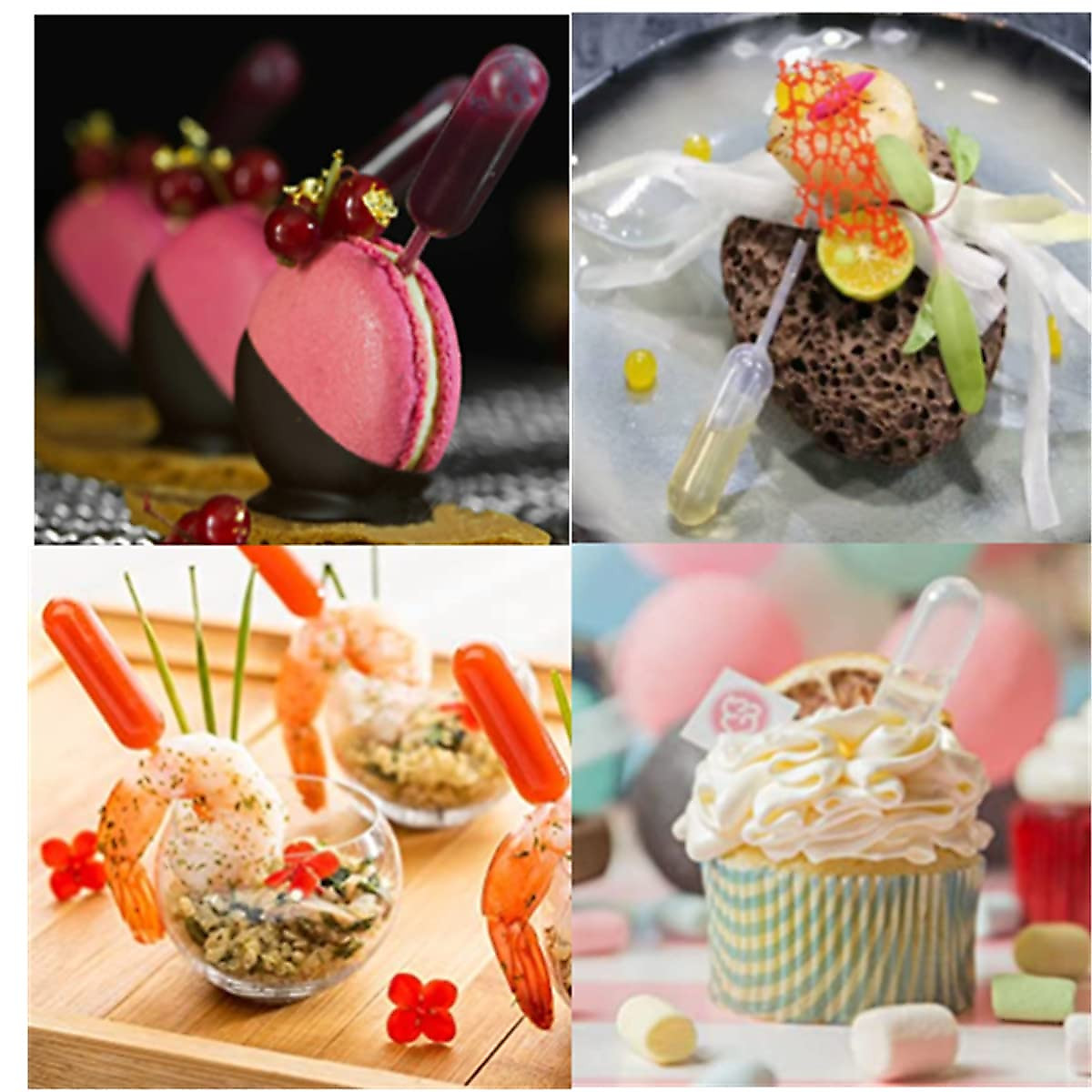 Plastic Pipettes Squeeze Dropper Disposable 4ml, 100PCS Dropper Strawberry Pipettes for Chocolate, Cupcakes, Strawberries,Ice Cream, Mini Cakes