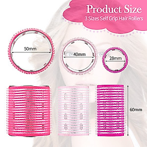 37 Pcs Aluminum Thermal Hair Rollers Set 3 Sizes Self Grip Hair Rollers 18 Pcs Duckbill Clips, Comb Hairdressing Styling Tool, Random Color for Women, Men(1.1,Pink Series)