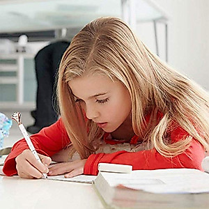 LONGKEY 3PCS Diamond Pens Big Crystal Diamond Ballpoint Pen Bling Metal Ballpoint Pen Offices and Schools, Silver/White With Rose Polka Dots/Rose Gold with White Polka Dots, Includes 3 Pen Refills.