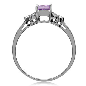 Silvershake 1.02ct. Natural Amethyst and White Cubic Zirconia 925 Sterling Silver Engagement Ring Size 8.5