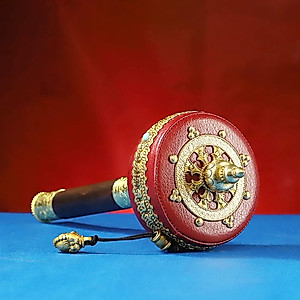 Om Mani Padme Hum Prayer Wheel, Premium Hand Held Tibetan Buddhist Copper Handmade Prayer Wheel with Mantra Scroll, Buddha Religion Scriptures Prayer Wheel for Spiritual Blessing,Meditation&Relaxation