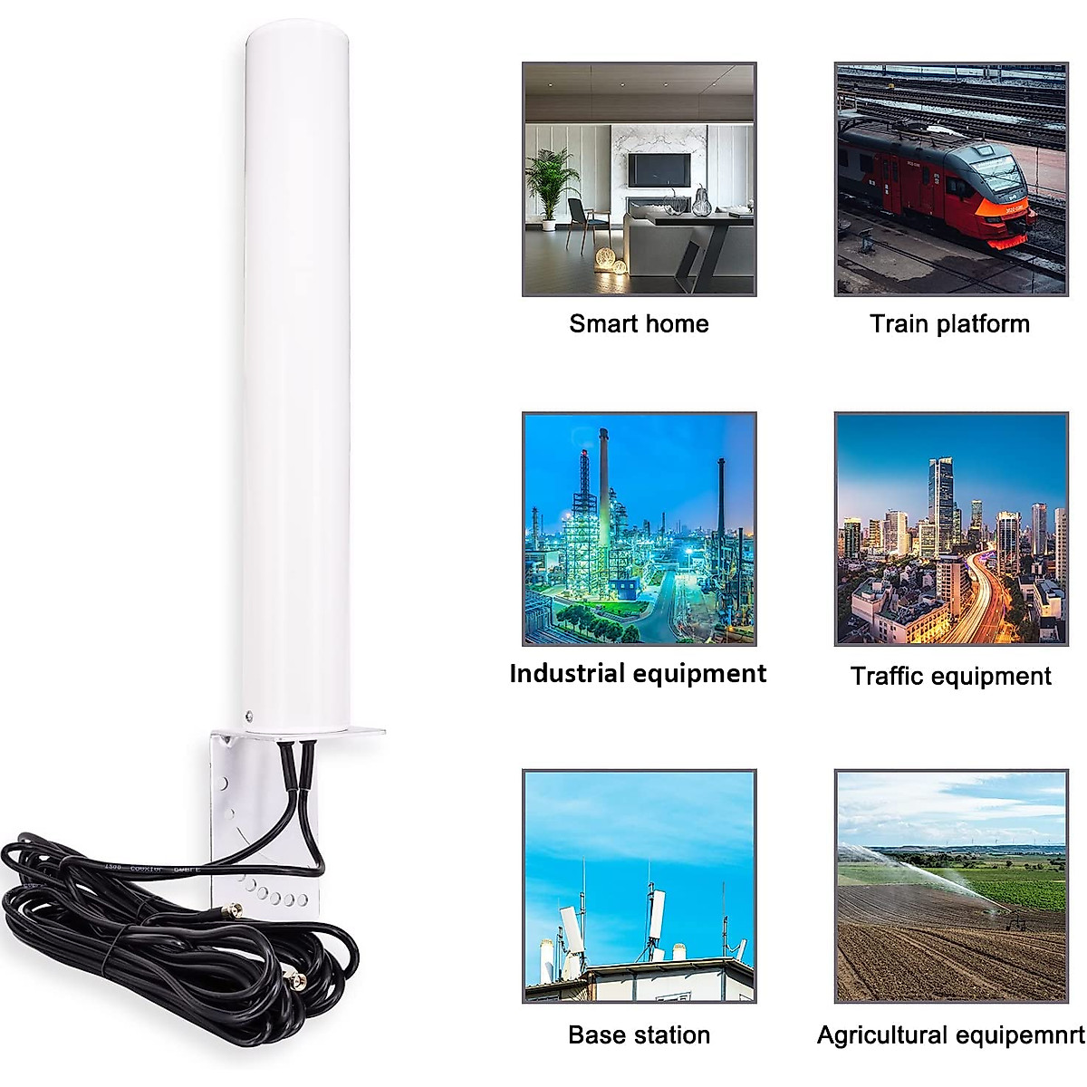 URCIANOW High Gain 14dBi 4G LTE Antenna 698~960/1710~2690MHz 4G LTE Omnidirectional Outdoor Long Range WiFi Antenna with 16.4ft Doul SMA Male Connectors Cable for Hotspot Cellular Modem 4G LTE Router