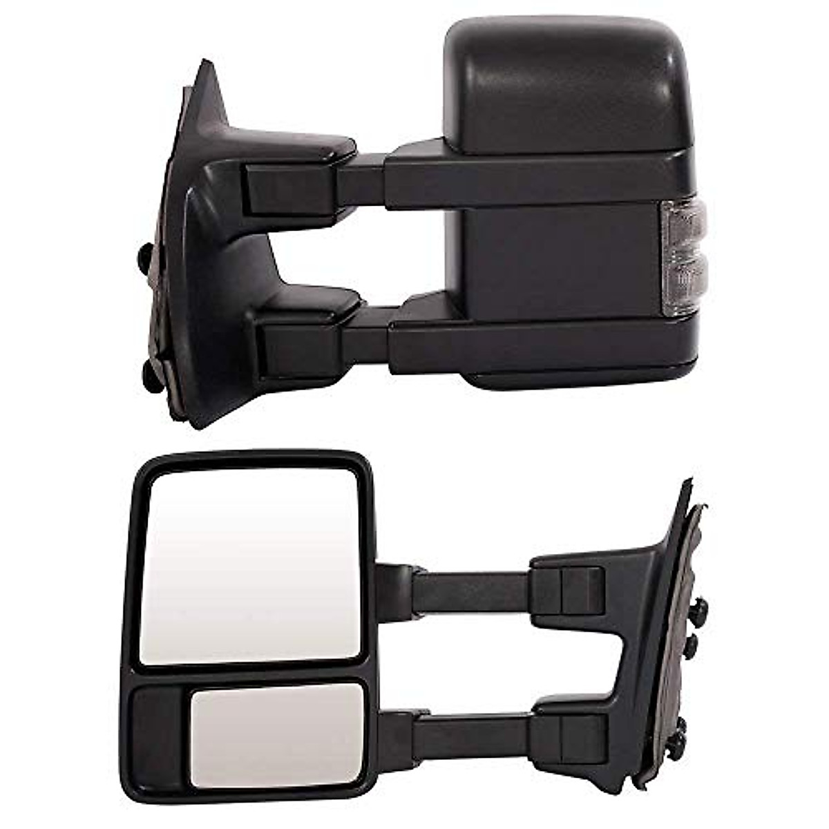 Towing Mirrors Replacement for 99-07 Ford F250 F350 F450 F550 Super Duty 01-05 Excursion Pair Set Extendable Smoke Power Heated With LED Signal Light Side Mirrors