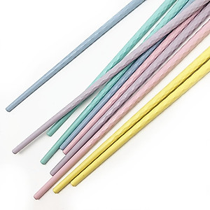 Koolemon Fiberglass Reusable Chopsticks, Non-Slip,Diamond Design (5)