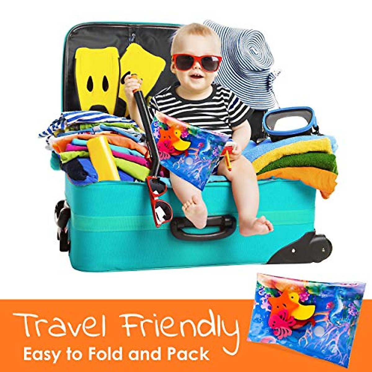 Splashin'kids Inflatable Tummy Time Premium Water mat Infants and Toddlers is The Perfect Fun time Play Activity Center Your Baby's Stimulation Growth