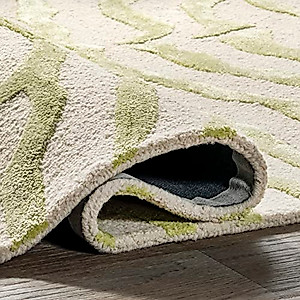 nuLOOM Zebra Hand Tufted Plush Wool Area Rug, 8' x 10', Green