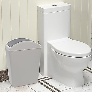 CadineUS 4.2 Gollon Plastic Trash Can with Swing Lids, Grey Garbage Bin Set of 3