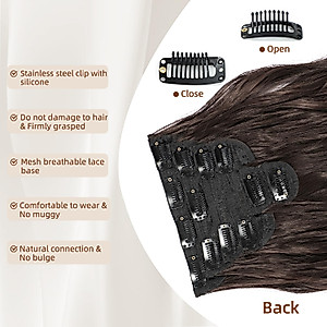 Fliace Clip in Hair Extensions, 6 PCS Natural & Soft Hair & Blends Well Hair Extensions, Dark Brown Long Wavy Hairpieces(20inch, 6pcs, Dark Brown)