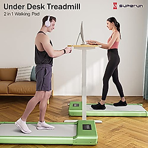 SupeRun Walking Pad Quiet, 2 in 1 Under Desk Treadmill, Walking Pad Treadmill Under Desk with 300LBS Weight Capacity, Installation-Free Walking Jogging Machine for Office Home Use