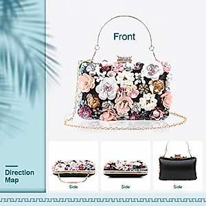 Lanpet Women Clutches Flower Evening Handbag Chain Strap Shoulder Bag