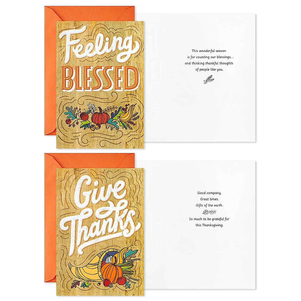 Hallmark Thanksgiving Cards Assortment, Rustic Wood Grain Designs (16 Assorted Cards with Envelopes)