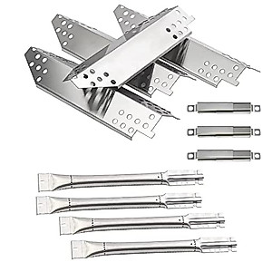 Plowo PN6281 SA5491 Stainless Steel Heat Plate and Burner Replacement for Kenmore Gas Grill Models 415.16128010, 415.1612801, G550-0006-W1, Charbroil 463235714, 464220511, 464220110, 4 Pack