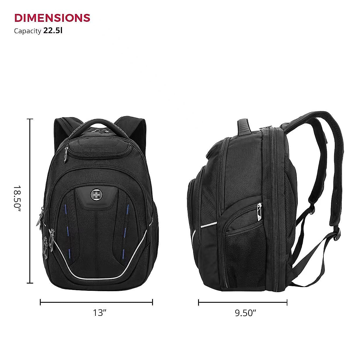 Swissdigital Terabyte TSA-Friendly Water-Resistant Large Backpack, Business Laptop Backpack for Men with USB Charging Port/RFID Protection Big School Bookbag Fits up to 15.6" Travel Laptop Backpack