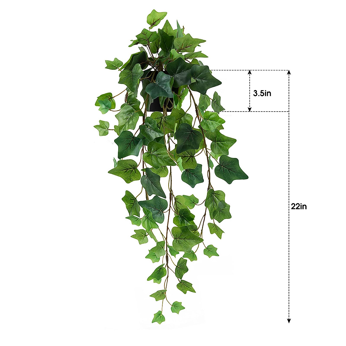 LuckyGreenery Artificial Ivy, Realistic Fake Plant with Plastic Pot for Home Office Garden Decoration (22in Long)