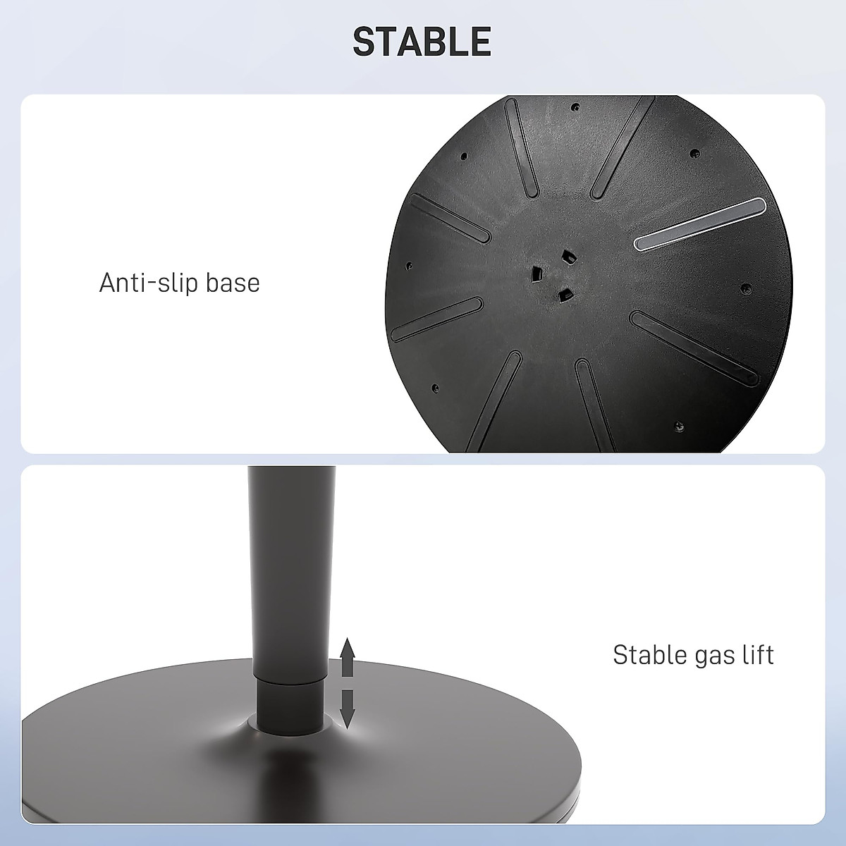 HOMCOM Standing Desk Chair, Ergonomic Backless Wobble Stool, Height Adjustable Tall Office Chair 22.2-28.1 Inches, Active Learning Stool for Office Desks, with Rocking Motion, Padded, Black