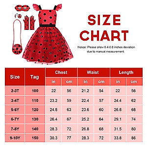 Uplus ME Ladybug Costume Girls Ladybug Dress Lady Bug Costumes for Kids Toddler Ladybird Dress Up Set for Halloween Birthday (9-10 Years/150)