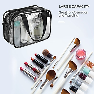 Auseibeely Clear Toiletry Bag for Women Men, Portable Large Travel Makeup Bag, Waterproof & Draining Transparent Cosmetic Bag, Carry On Airport Airline Compliant Bag