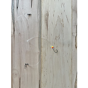 3 Pack Single Drop Pompano Whiting Surf Fishing Rigs Hand-Tied (30LB Mono, Red/Yellow)