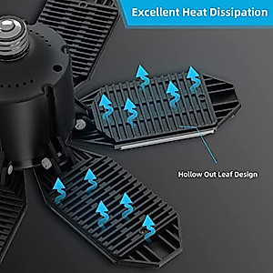 Adiding LED Garage Ceiling Light - 2 Packs Adjustable 20000lm Bright LED Basement Light 6 Deformable Panels 6500K Shop Lights Screw in E26 E27 Bulb Socket for Workshop Storage Room Warehouse Attic