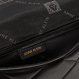 Anne Klein Womens Anne Klein Shoulder Bag quilted flap satchel, Black, One Size US