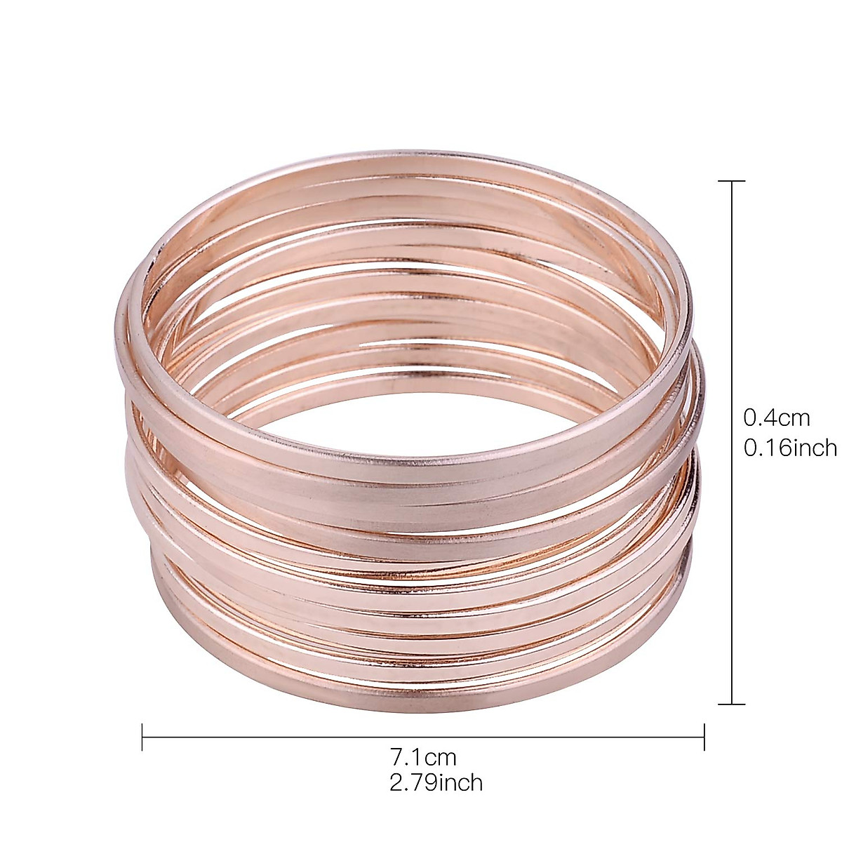 Nicole Miller New York Multi-bangle Set of 12 Plain Matte Glossy Bangle Bracelets (Rose Gold)