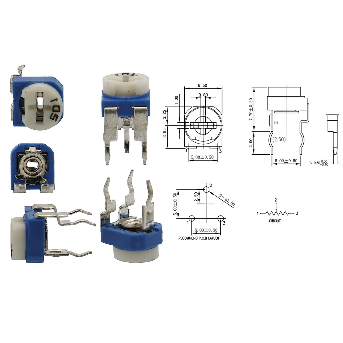 300Pcs 15 Value 100 ohm- 2M ohm Trimpot Variable Resistor 6mm Potentiometer Assortment Kit