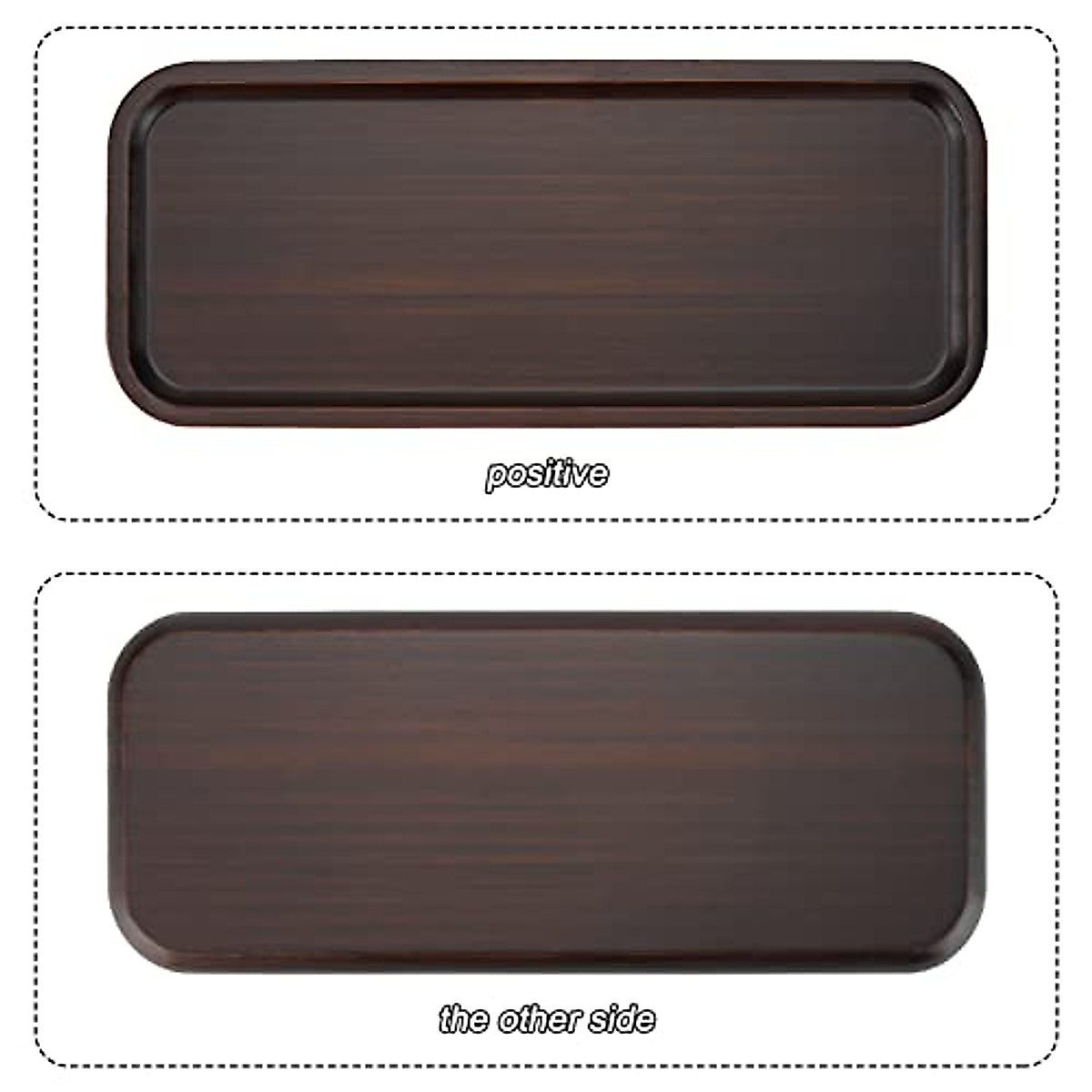 JOIKIT 14 x 5.9 Inch Walnut Wooden Rectangle Tray, Bathroom Tray Platter Solid Wood Decorative Serving Tray Plate for Cookie, Bread, Cheese, Coffee, Tea