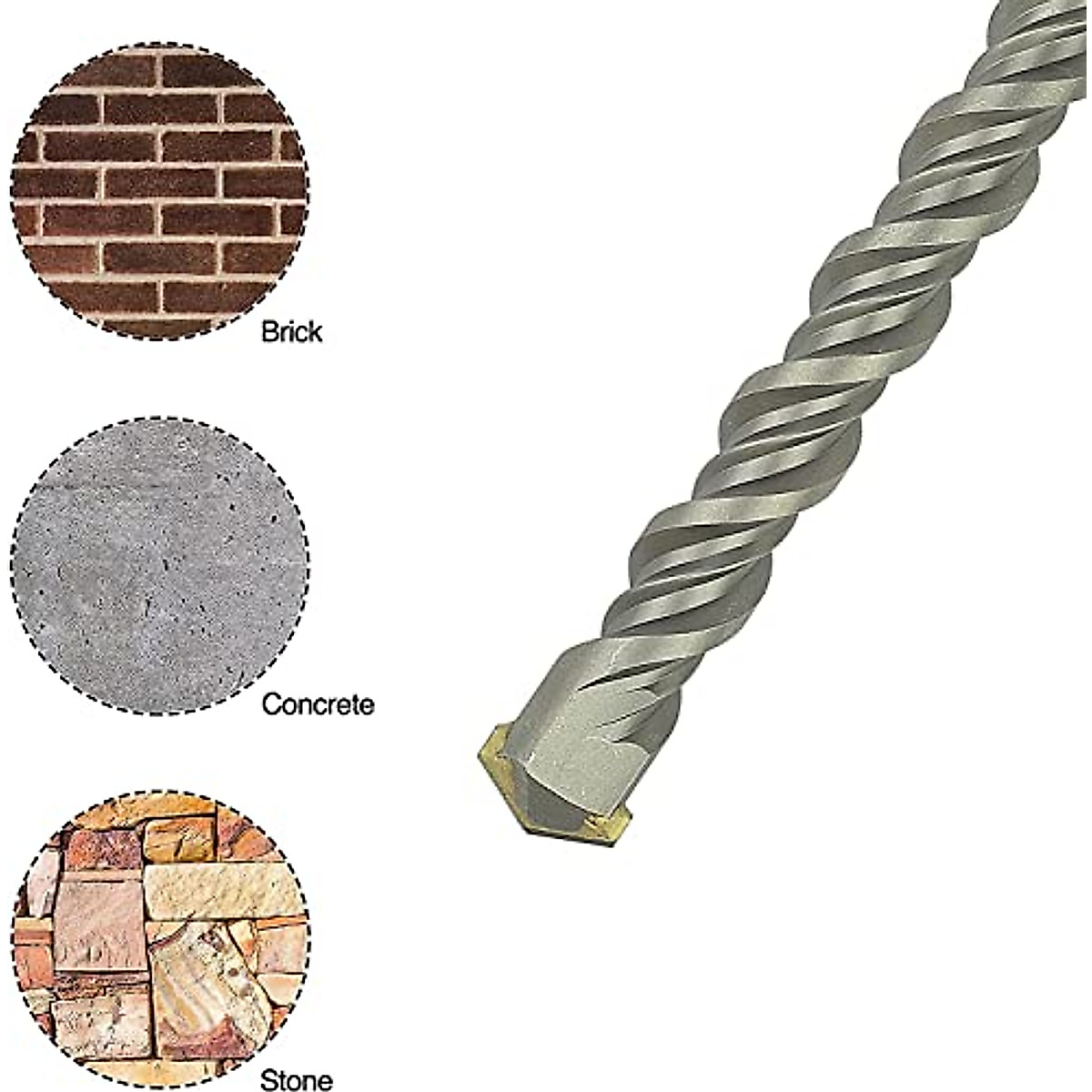 Auniwaig Masonry Drill Bit 12mm Carbide Tipped Rotary Hammer Bit Four Hollow Square Shank Impact Drill for Handling A Variety of Heavy-Duty Drilling Applications 1Pcs