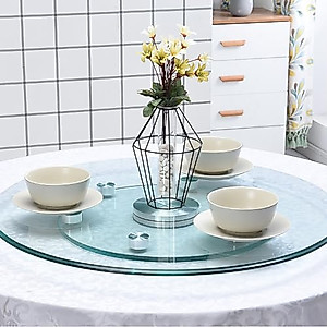 Large Dining Table Turntable, Round Clear Tempered Glass Lazy Susan Rotating Turntable Tray, for Banquets Party Family Dinners Large Swivel Serving Plate ( Color : Clear , Size : 50cm (20inch) )