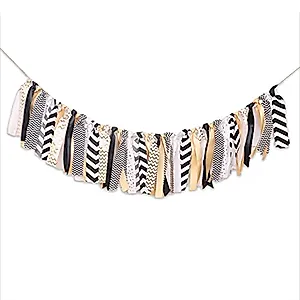 Banner For Baby High Chairs - Noble Black And White Color Adult Party Decorations - Annual Celebration,Wedding,Birthday Party Supplies - Banner Garland Photo Props (Black Gold)