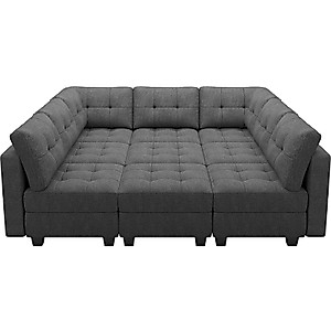 Belffin Modular Sectional Sleeper Sofa Couch with Storage Seat Reversible Modular Sofa Couch Oversized Sleeper Sectional Sofa Bed Set Dark Grey