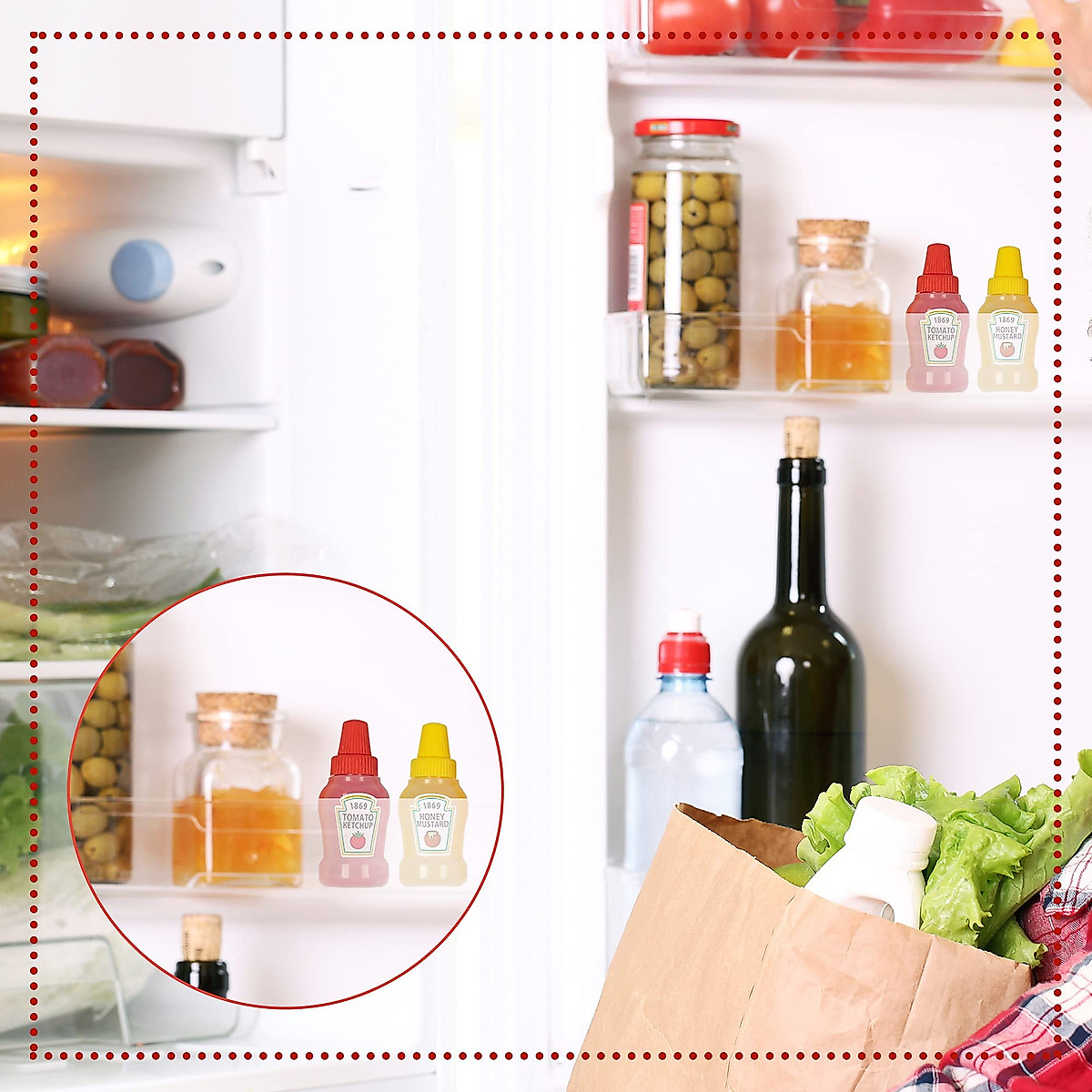 EOPER 4 Pieces 25 ml Mini Empty Squeeze Bottles for Sauce, Plastic Condiment Dispenser Reusable Ketchup Squeeze Bottles Portable Honey Storage Containers Jars